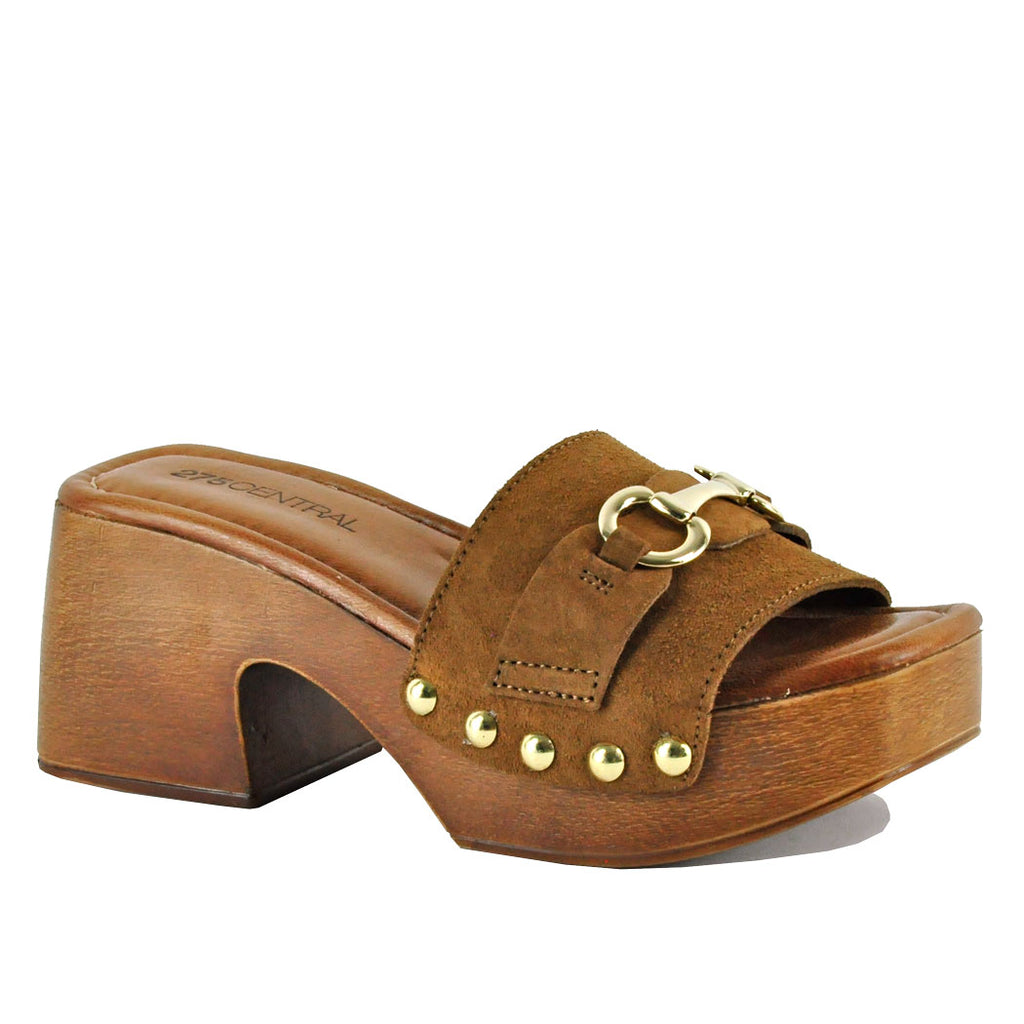 Sloane Suede Wood Heel Slide – Footnotes