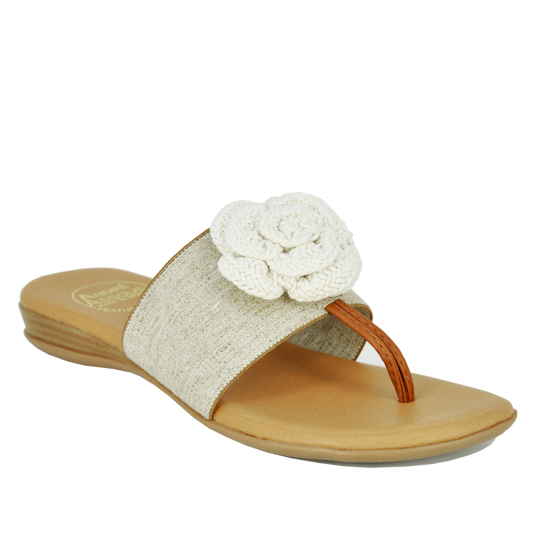 Nara Linen Flower Flat Sandal – Footnotes