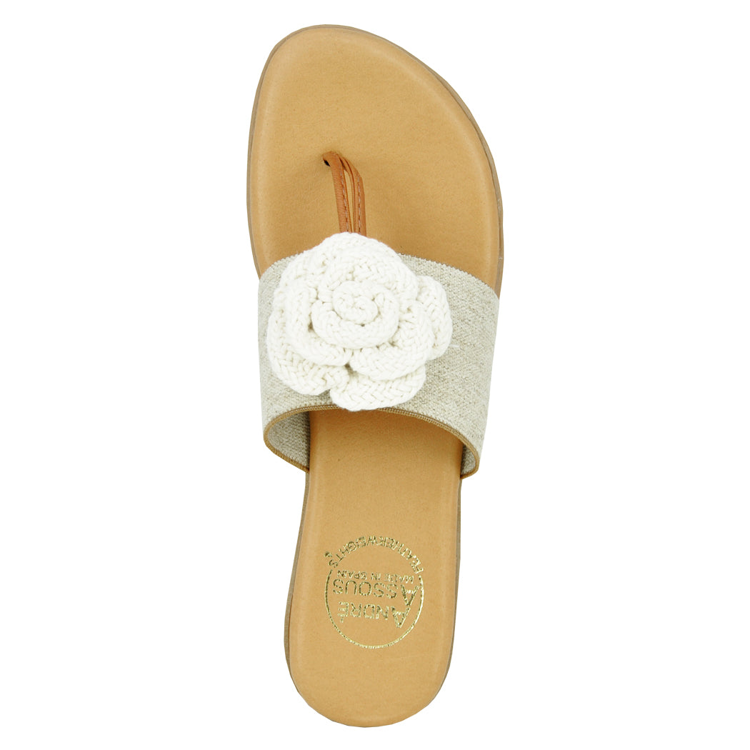 Nara Linen Flower Flat Sandal – Footnotes