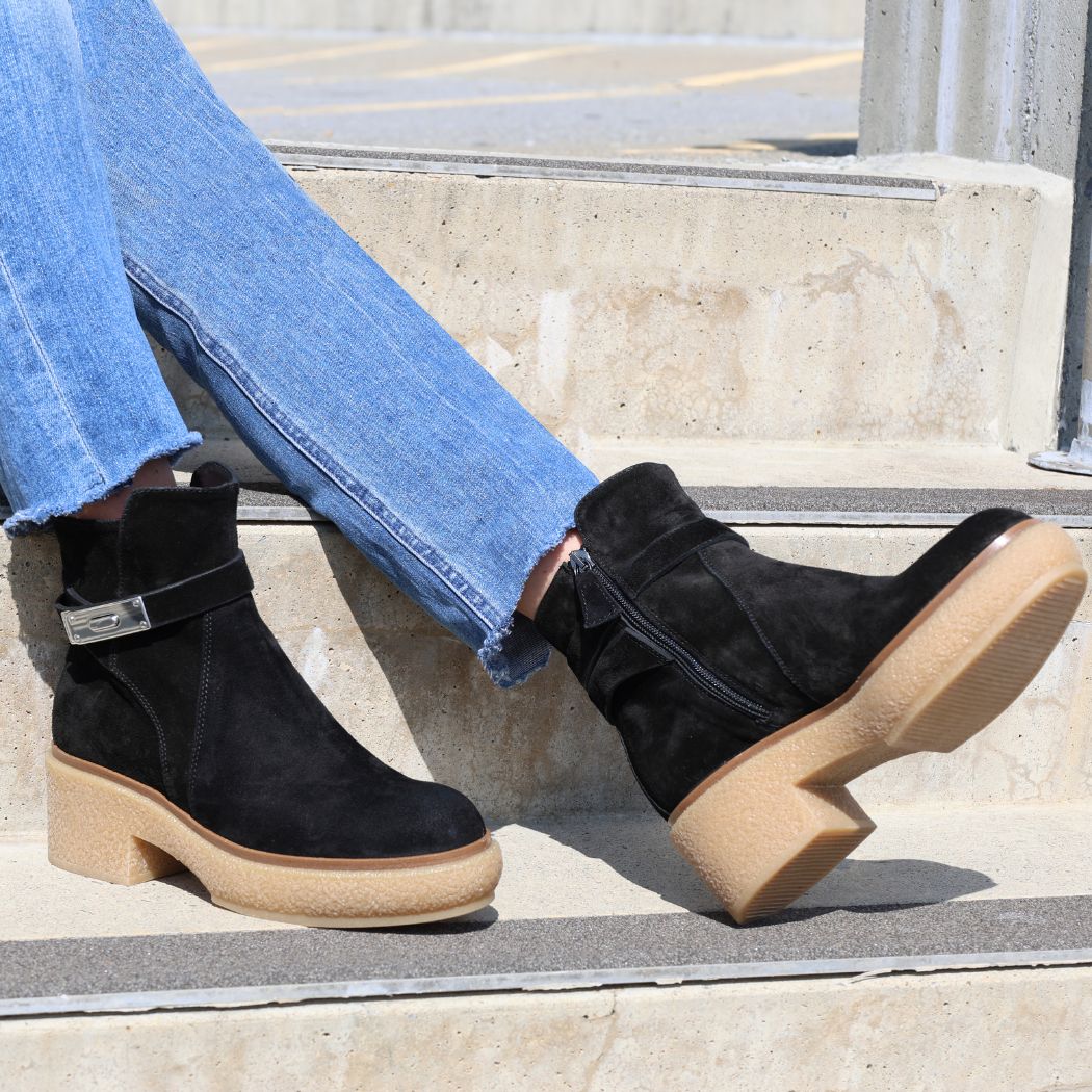 Tori Suede Crepe Platform Bootie – Footnotes